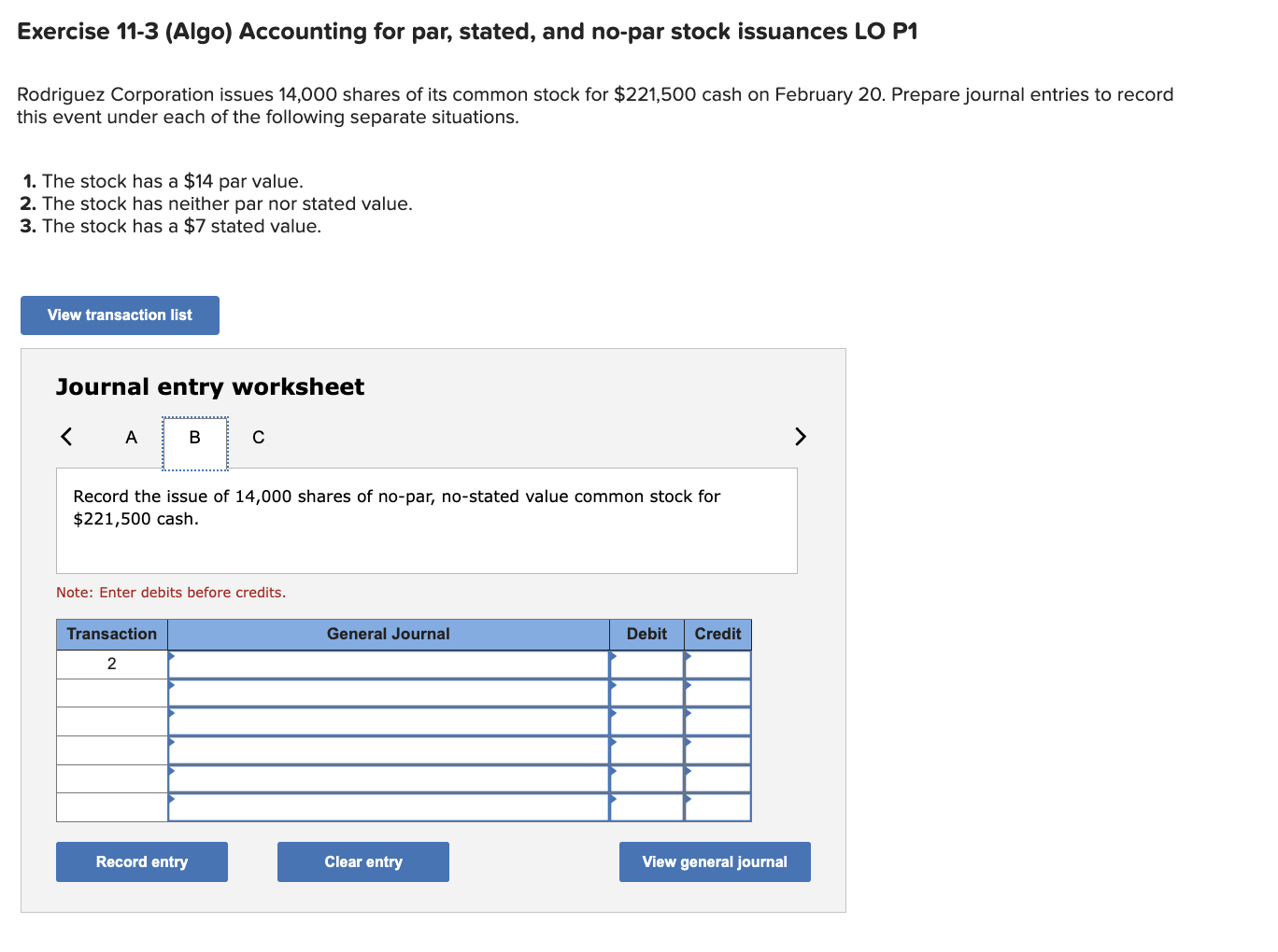 Solved Exercise 11-3 (Algo) Accounting for par, stated, and | Chegg.com