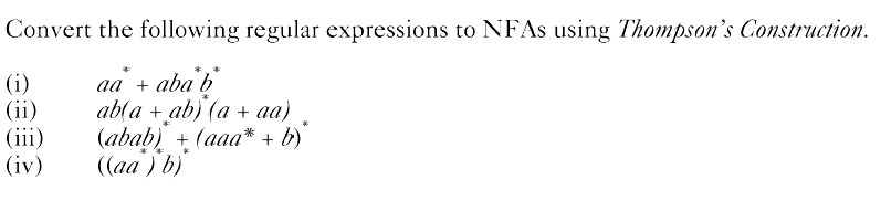 Solved Convert the following regular expressions to NFAs | Chegg.com