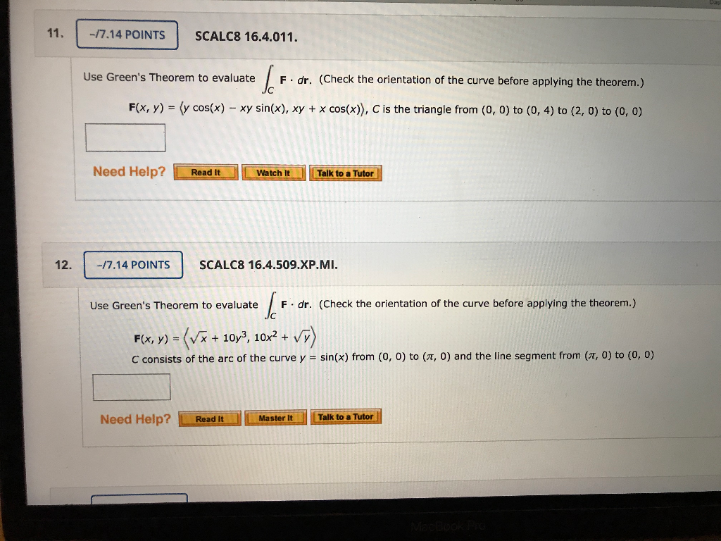 Solved 11. -17.14 POINTS SCALC8 16.4.011. Use Green's | Chegg.com Solved 11. -17.14 POINTS SCALC8 16.4.011. Use Green's | Chegg.com
