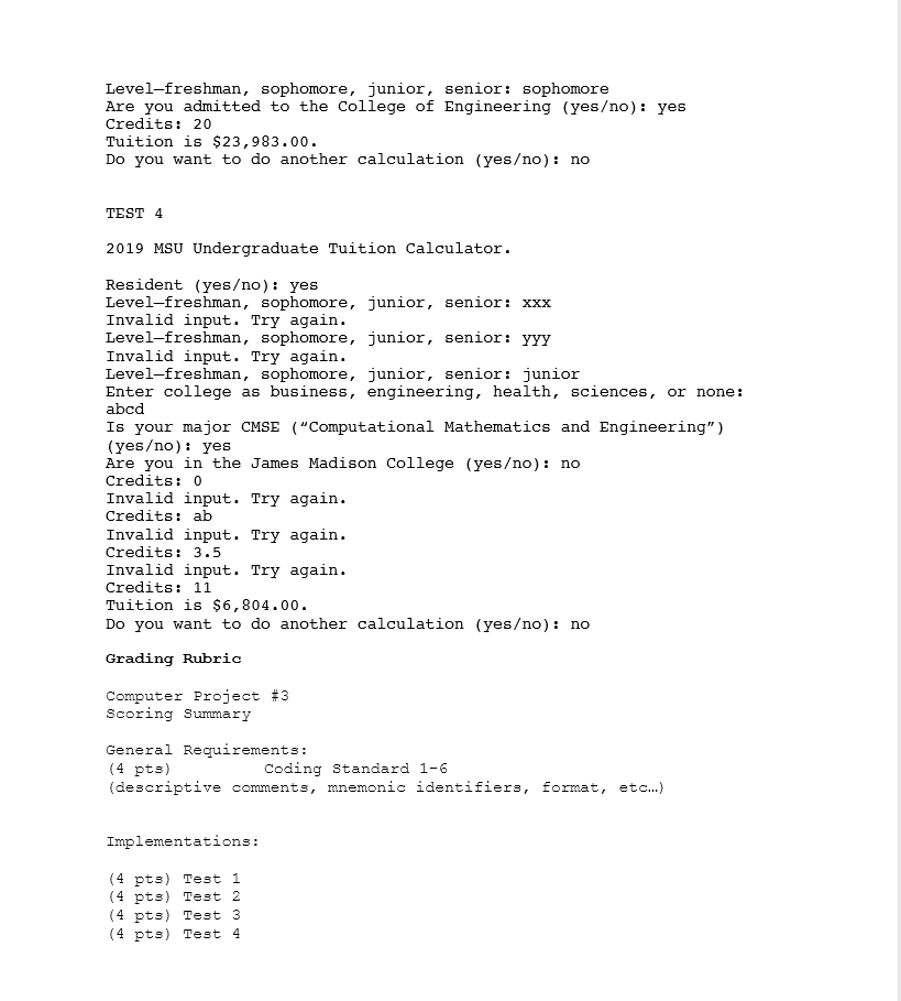 CSE 231 Fall 2019 Computer Project #3 Assignment | Chegg.com