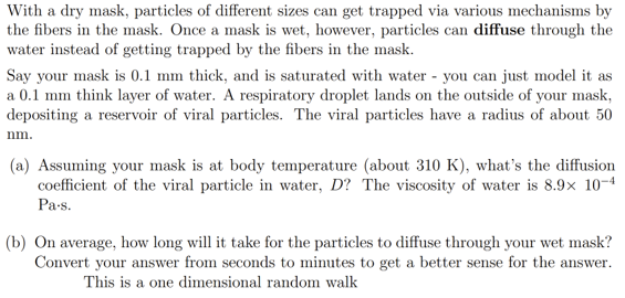 Solved With a dry mask, particles of different sizes can get | Chegg.com