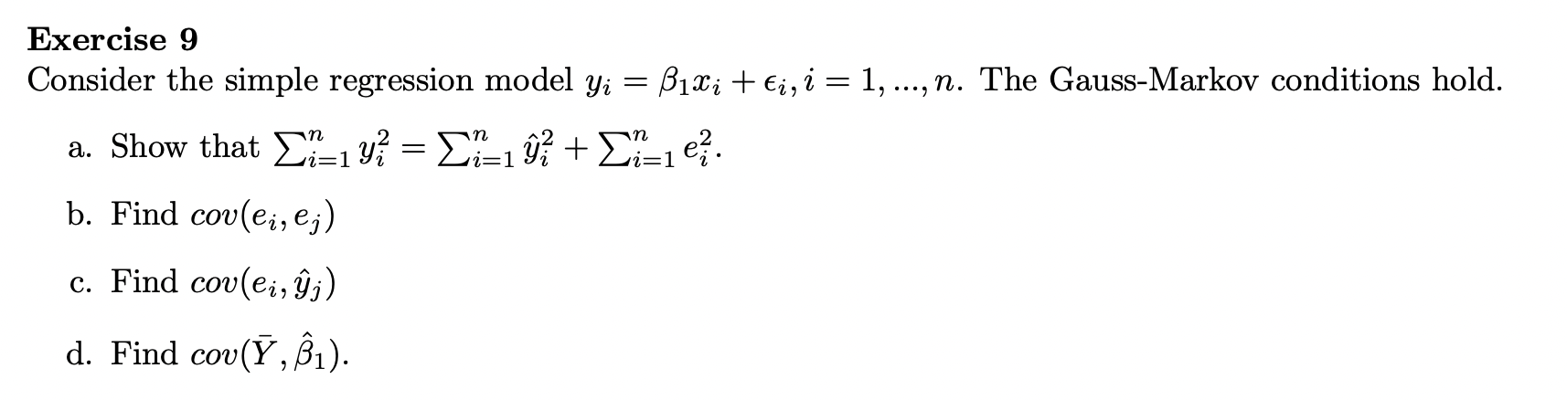 Solved Exercise 9 Consider The Simple Regression Model 4169
