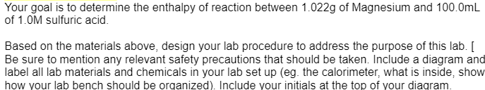 Solved Materials Include Magnesium metal6M stock solution of | Chegg.com