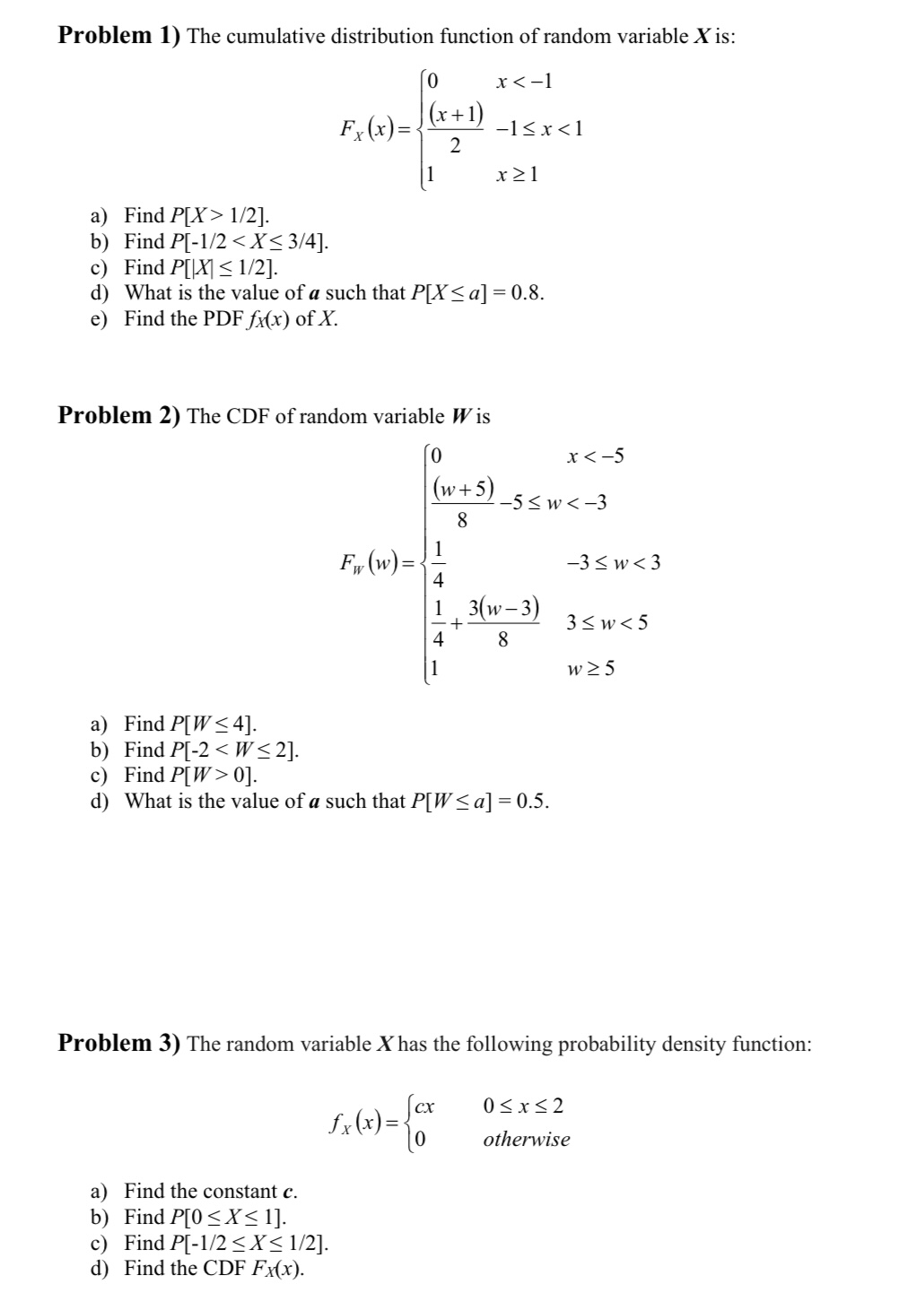 Solved Problem 1) The cumulative distribution function of | Chegg.com