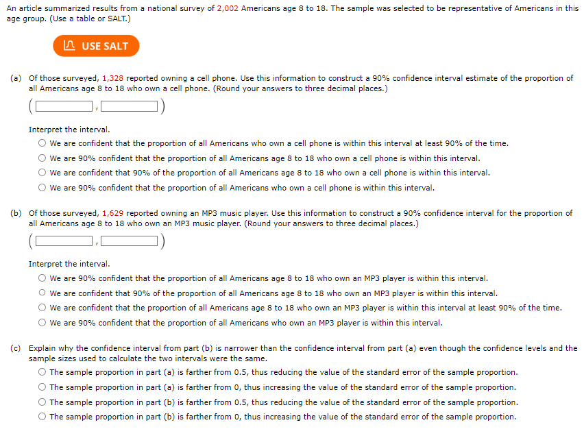 Solved An article summarized results from a national survey | Chegg.com