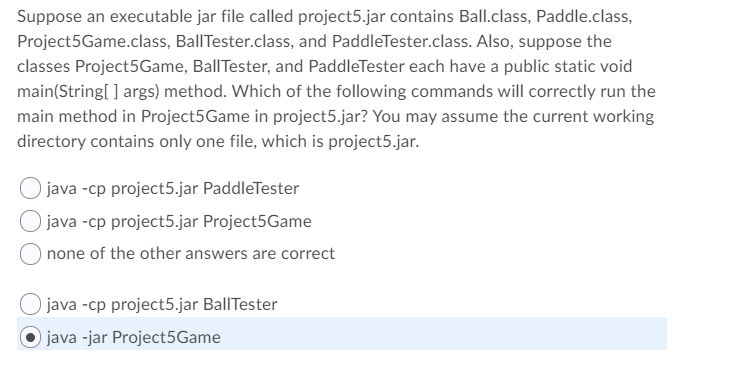 Solved Suppose an executable jar file called project5.jar | Chegg.com