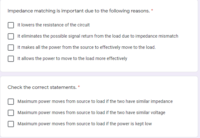 Solved Impedance matching is important due to the following | Chegg.com