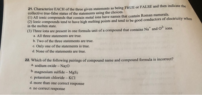 Solved Characterize EACH of the three given statements as | Chegg.com