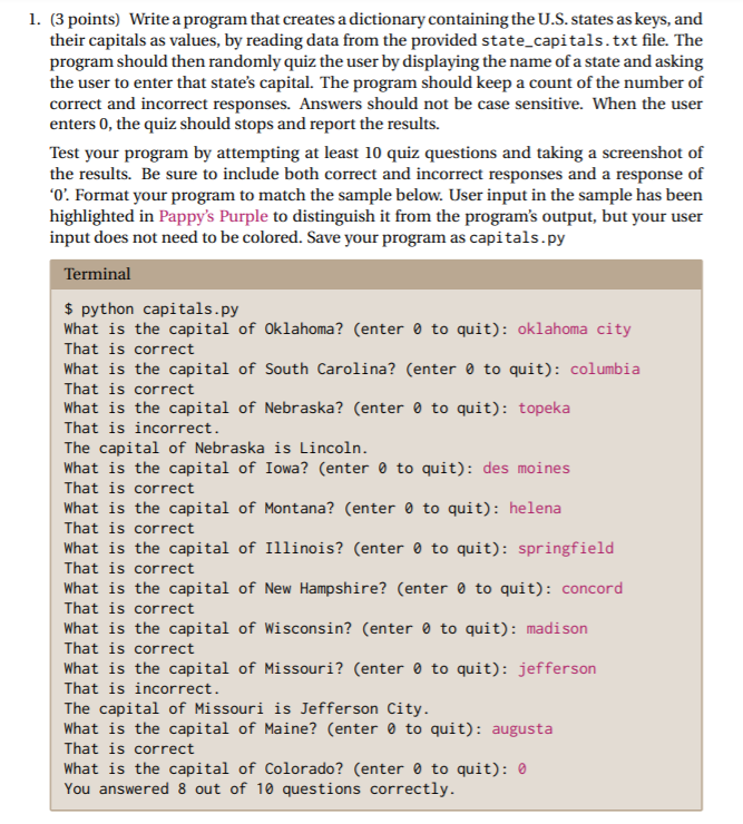 Solved Write a python: state_capitals.txt: Montgomery, | Chegg.com