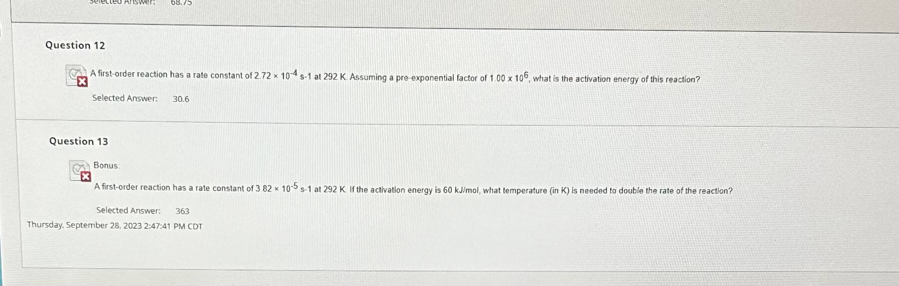 Solved A First Order Reaction Has A Rate Constant Of