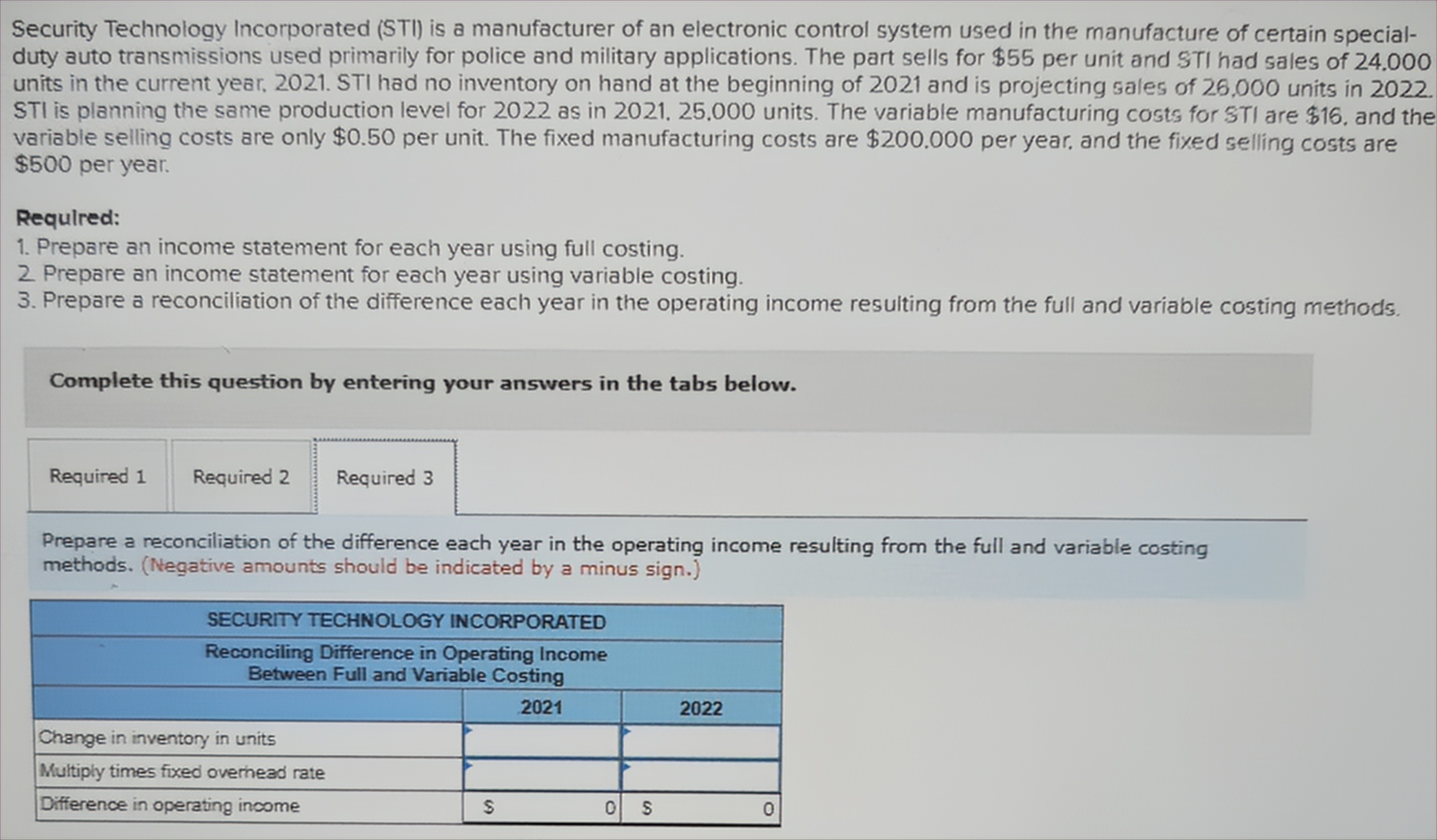 Solved Security Technology Incorporated (STI) is a | Chegg.com