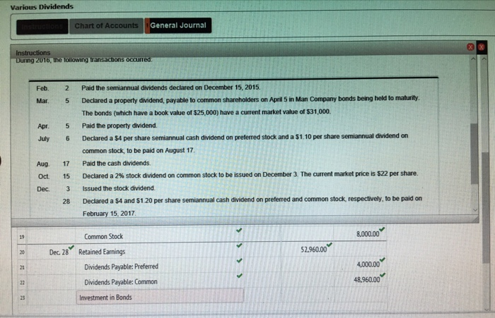Solved Various Dividends Chart of Accounts General Journal | Chegg.com
