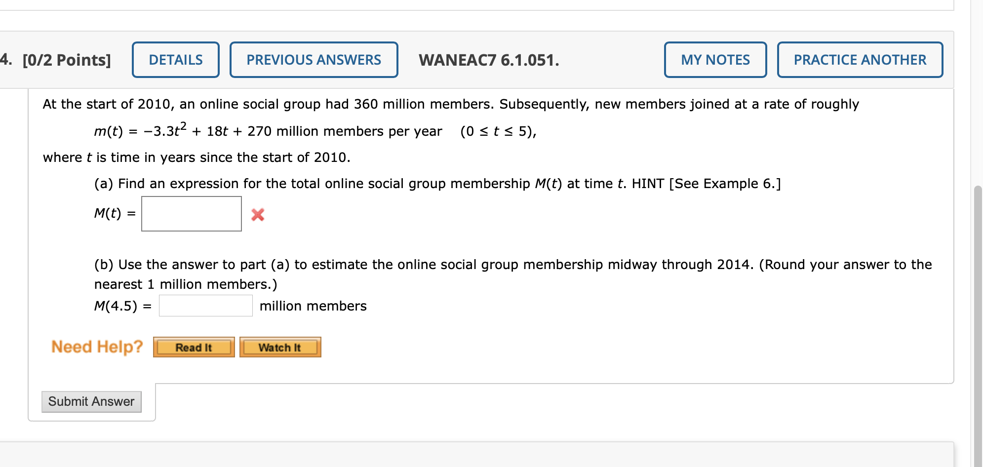 Solved 4. [0/2 Points] DETAILS PREVIOUS ANSWERS WANEAC7 | Chegg.com
