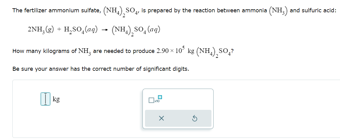 Solved The fertilizer ammonium sulfate, (NH4)2SO4, ﻿is | Chegg.com