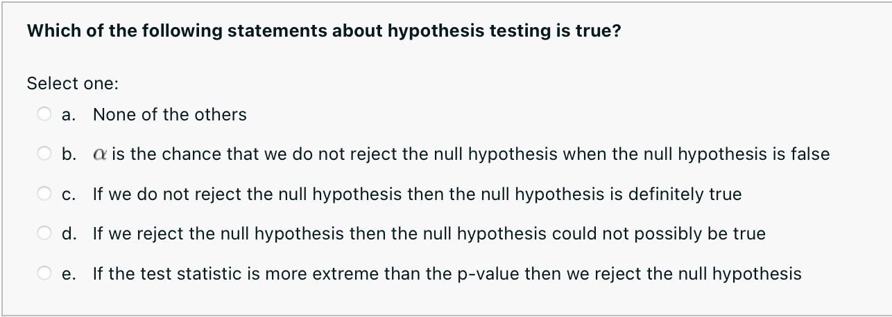 Solved Which of the following statements about hypothesis | Chegg.com