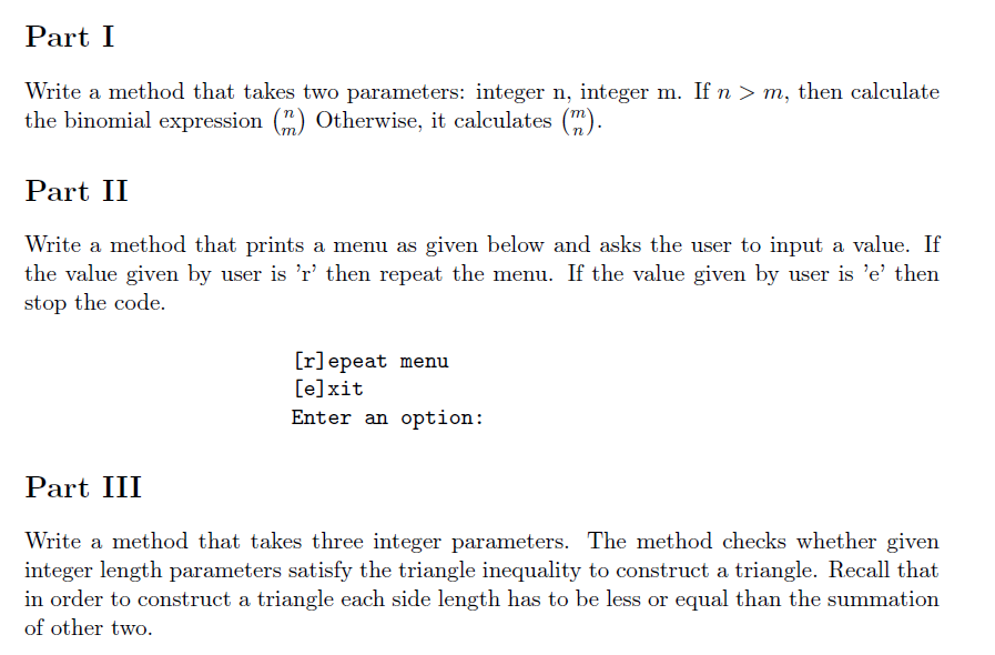 Solved Write a method that takes two parameters: integer n, | Chegg.com