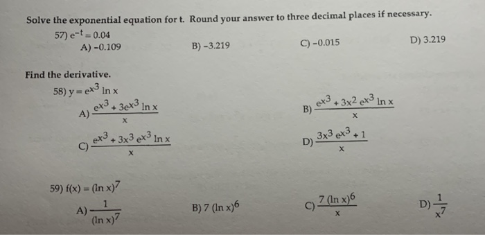 Solved Solve the exponential equation for t. Round your | Chegg.com
