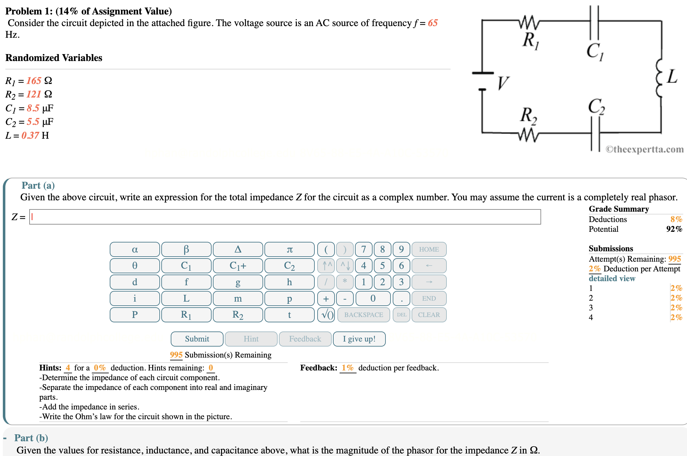 Solved Problem 1: (14% ﻿of Assignment Value)Consider the | Chegg.com