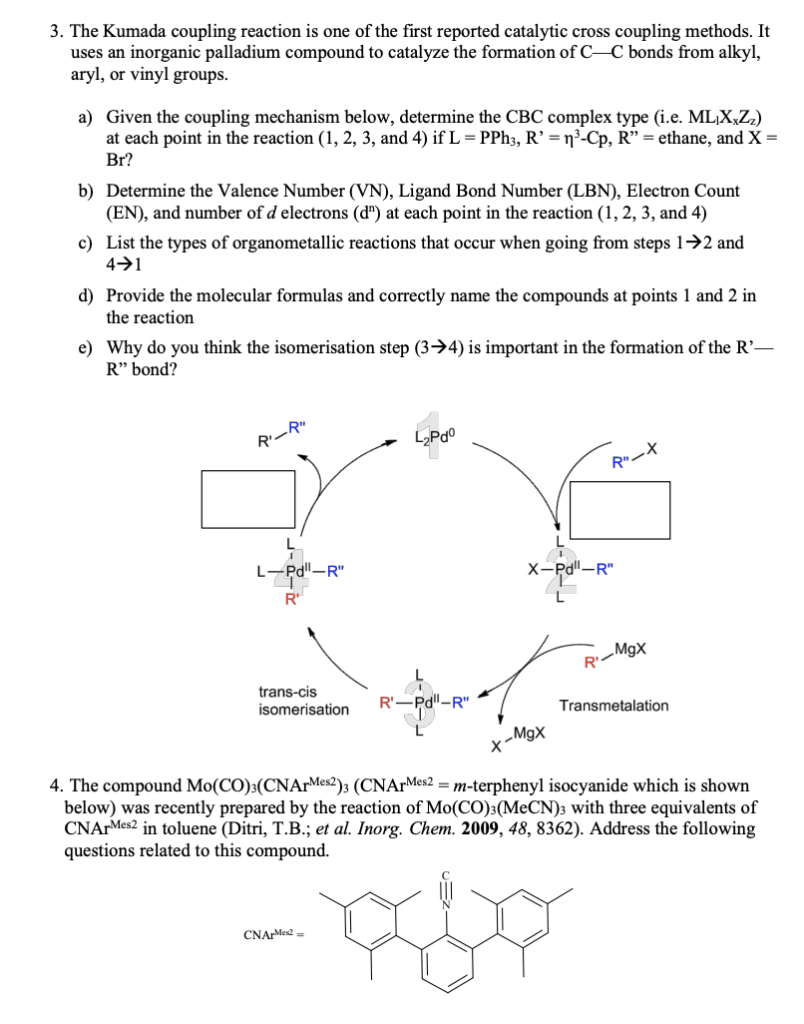 3. The Kumada coupling reaction is one of the first | Chegg.com