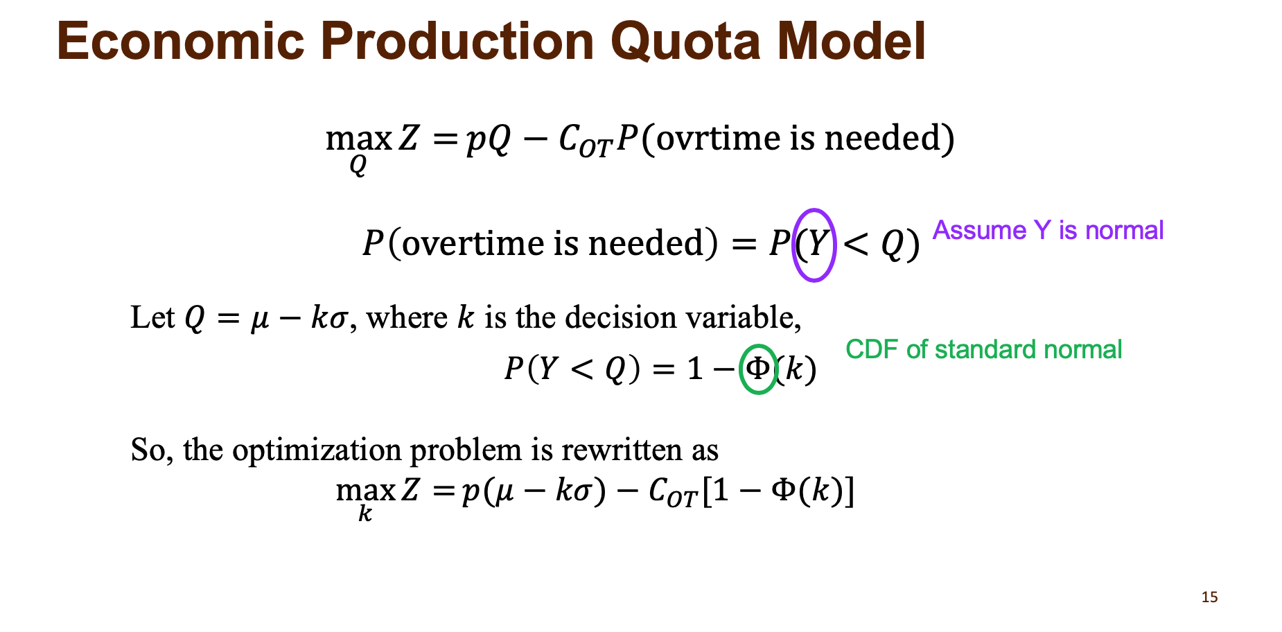 Economic Production Quota Model The solution to the | Chegg.com