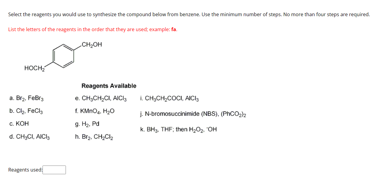 Solved Select the reagents you would use to synthesize the | Chegg.com