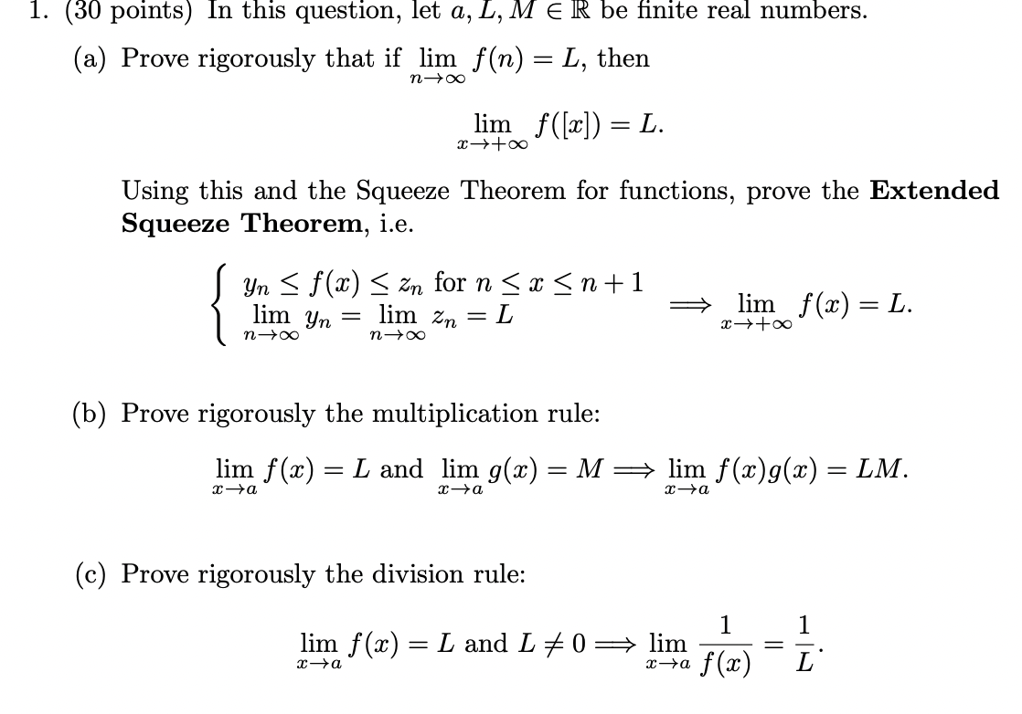 Solved (a) Prove rigorously that if limn→∞f(n)=L, then | Chegg.com