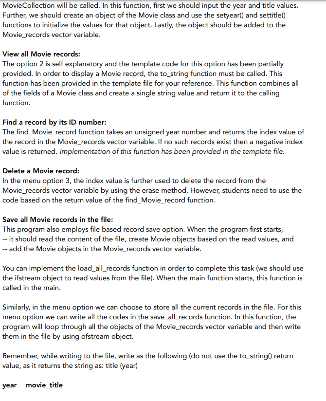 Solved Lab Homework #2: The Movie Collection Object In this | Chegg.com