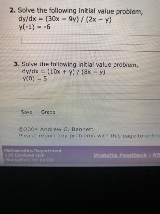 Solved 2. Solve the following initial value problem, dy/dx | Chegg.com