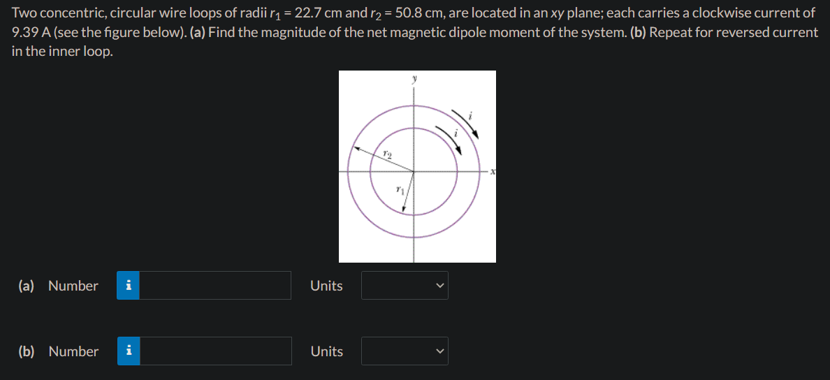 Solved Two concentric, circular wire loops of radii r1=22.7 | Chegg.com
