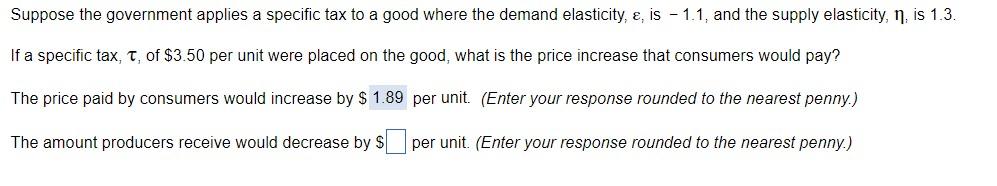 Solved Suppose the government applies a specific tax to a | Chegg.com