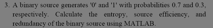 Solved Discussion ( using MATLAB ) 3. A binary source | Chegg.com