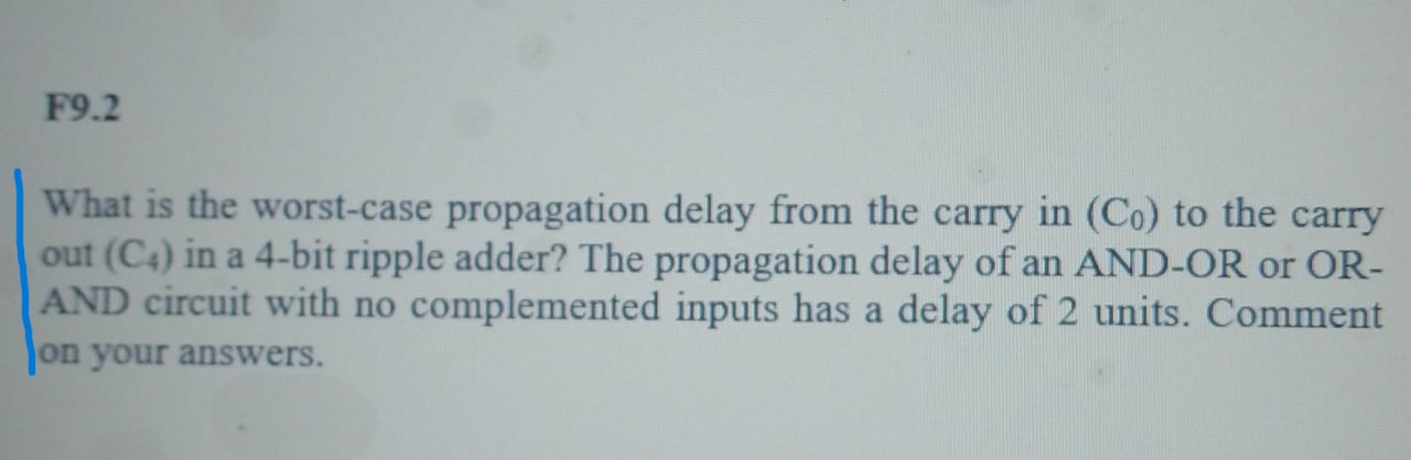 Solved F9.2 What is the worst-case propagation delay from | Chegg.com