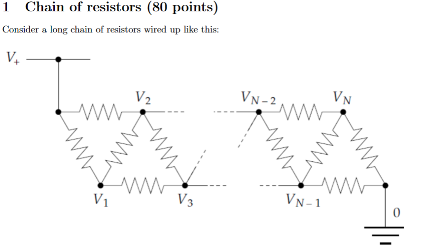 Solved 1 Chain of resistors ( 80 points) Consider a long | Chegg.com