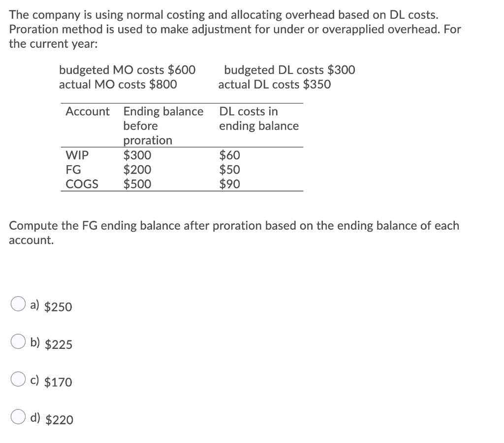 Solved The company is using normal costing and allocating | Chegg.com