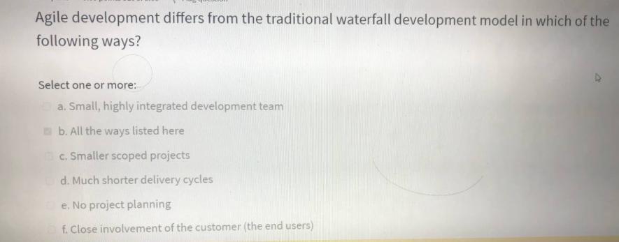 Solved Agile development differs from the traditional | Chegg.com