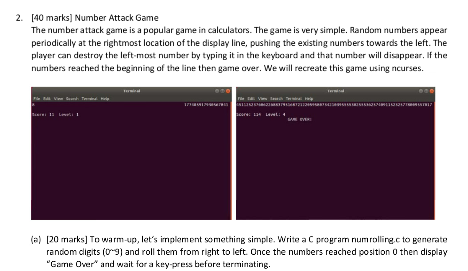 2. [40 marks] Number Attack Game The number attack | Chegg.com
