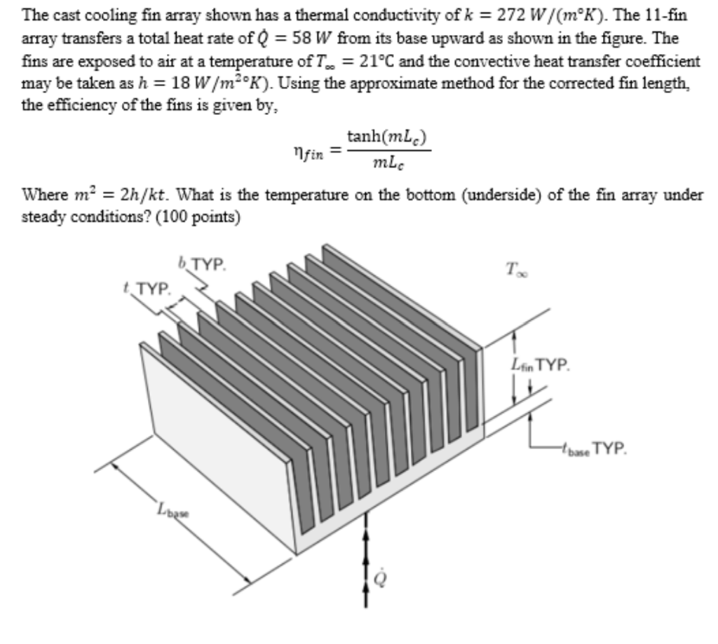 The cast cooling fin array shown has a thermal | Chegg.com