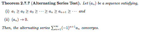 Alternating Series Test