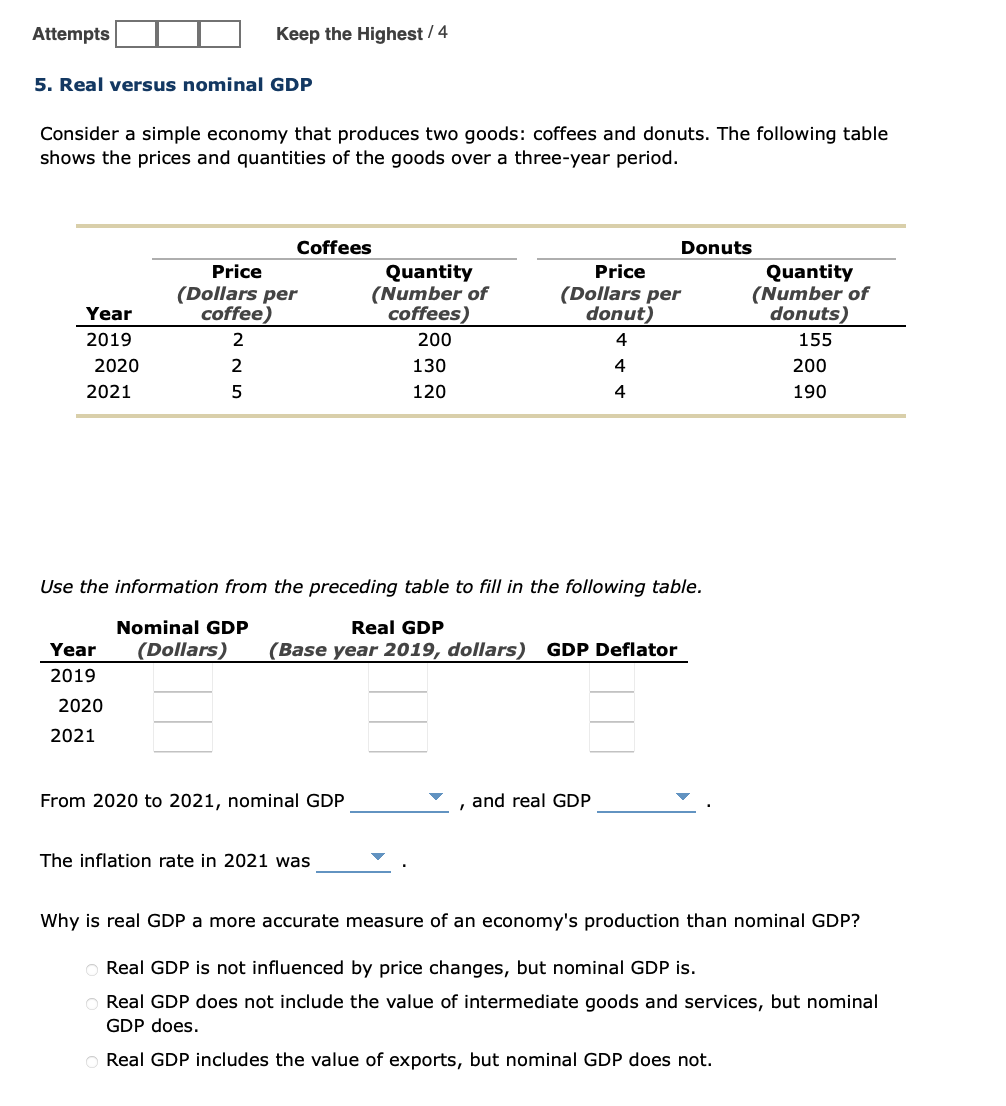 Solved 5. Real versus nominal GDP Consider a simple economy | Chegg.com