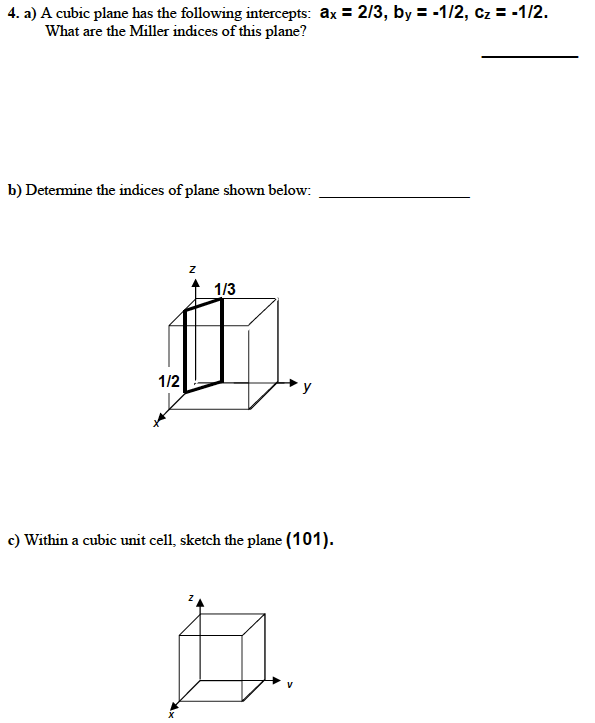 Solved 4. a) A cubic plane has the following intercepts: ax | Chegg.com