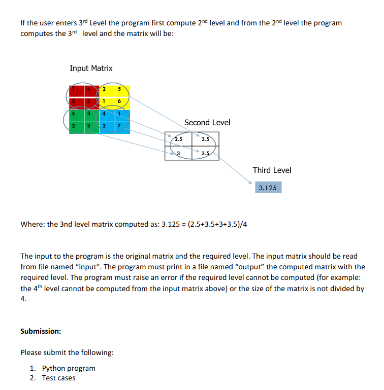 Solved Matrix down sample: Write a Python program that dose | Chegg.com