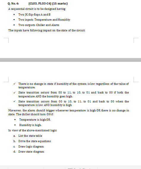Solved . Q. No. 4: [CLO3, PLO3-C4) (15 marks) A sequential | Chegg.com
