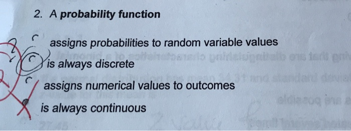 Solved 2. A probability function O assigns probabilities to | Chegg.com
