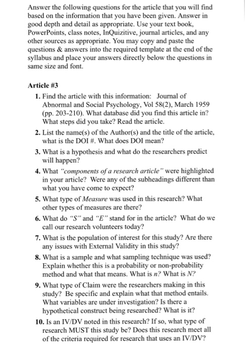 Solved Answer the following questions for the article that | Chegg.com