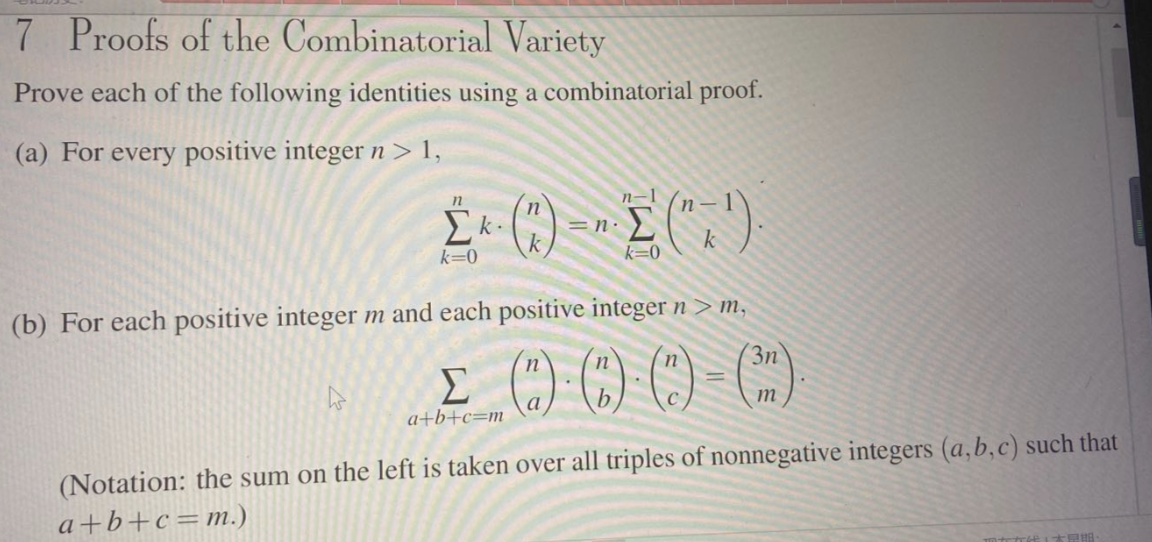 Solved 7 Proofs of the Combinatorial Variety Prove each of | Chegg.com