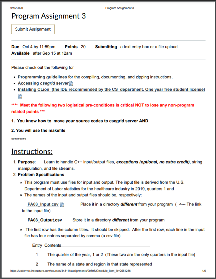 9/15/2020 Program Assignment 3 Program Assignment 3 | Chegg.com