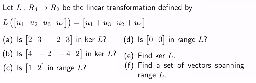 Solved Let L:R4→R2 be the linear transformation defined by | Chegg.com