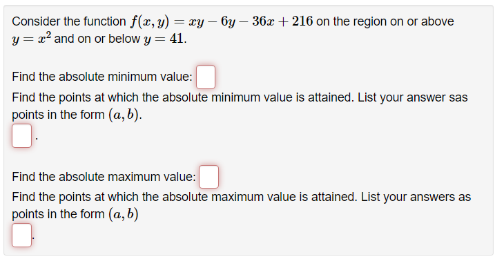 Solved Consider The Function F X Y Xy−6y−36x 216 On The