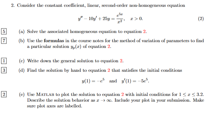 Solved Consider the constant coefficient, linear, | Chegg.com
