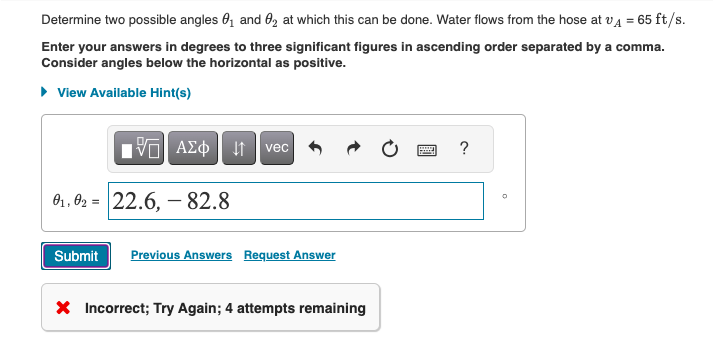 Solved Determine two possible angles θ1 and θ2 at which this | Chegg.com